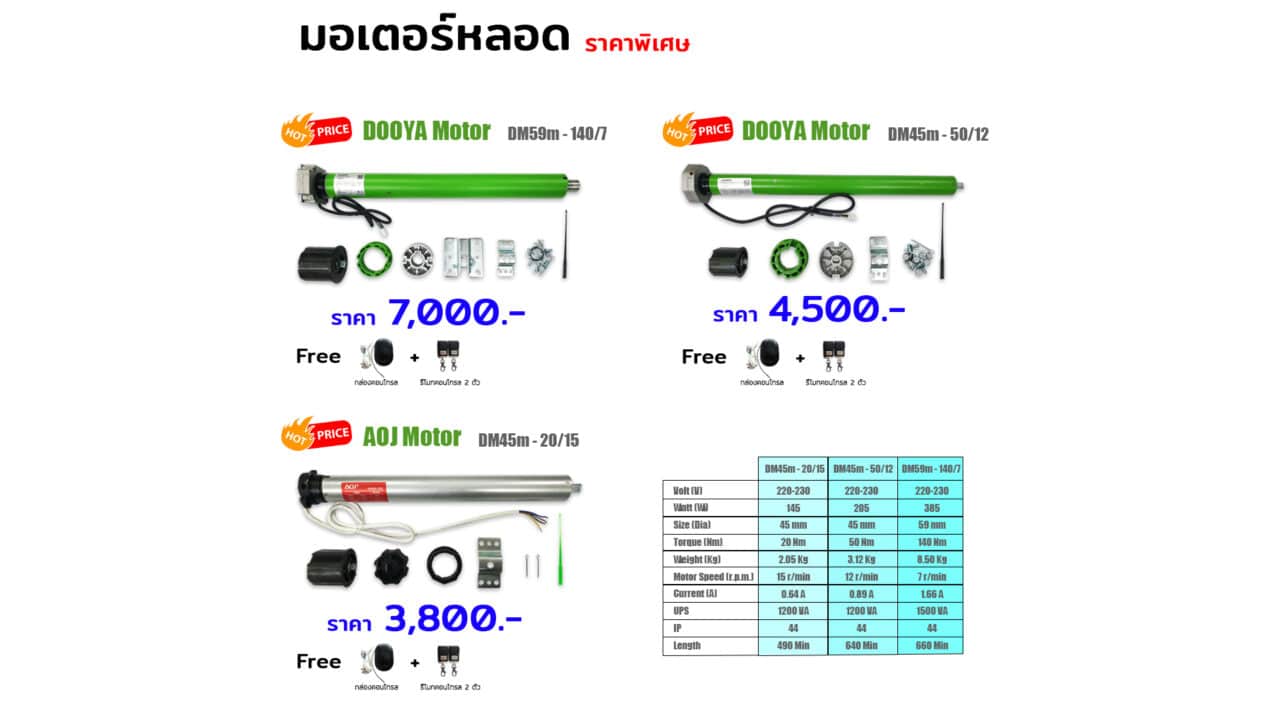 มอเตอร์หลอด dooya, aoj motor ราคา โปรโมชั่น (ธันวาคม 2020)